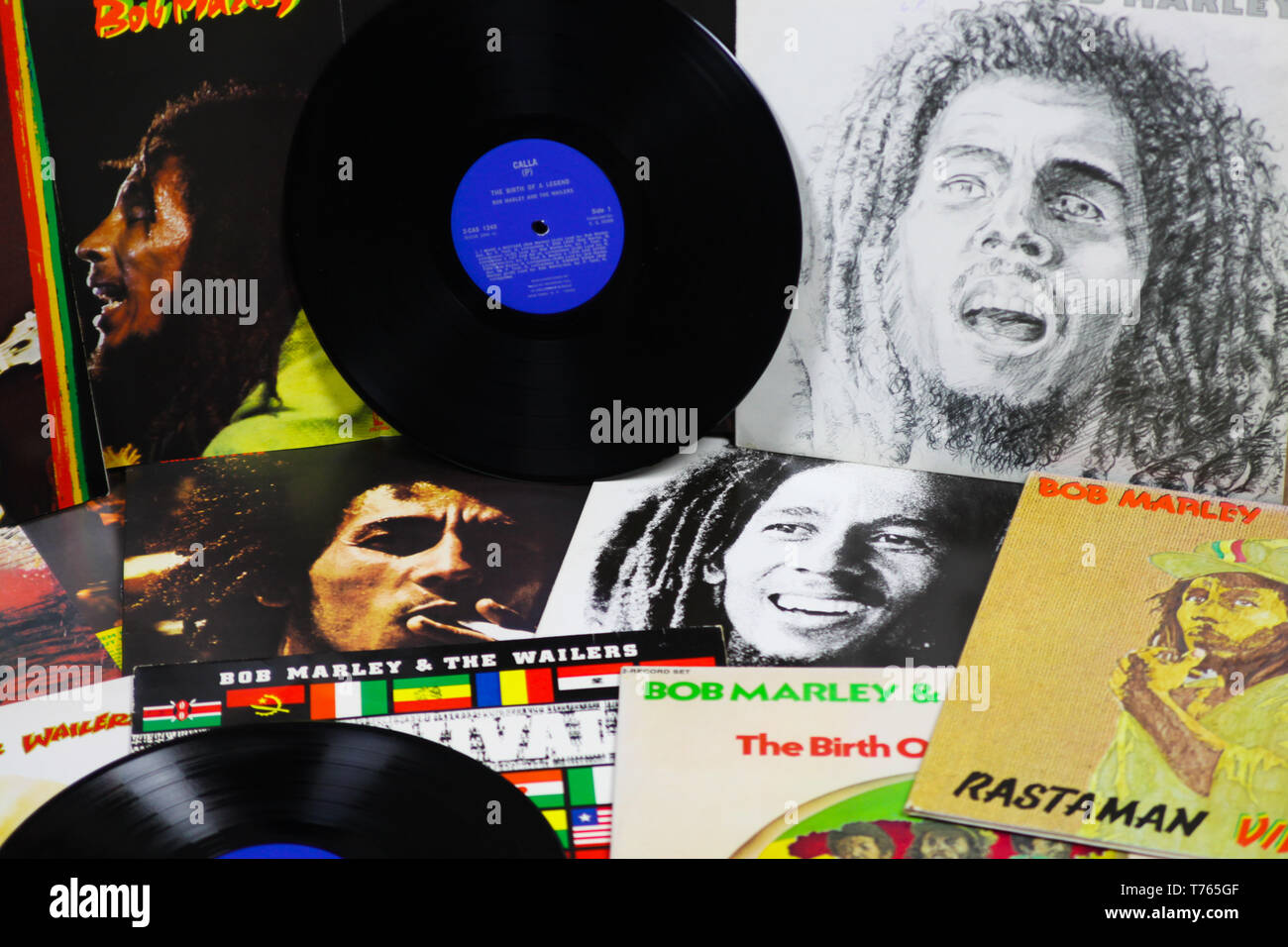VIERSEN, GERMANY - MAY 1. 2019: View on Bob Marley vinyl record ...