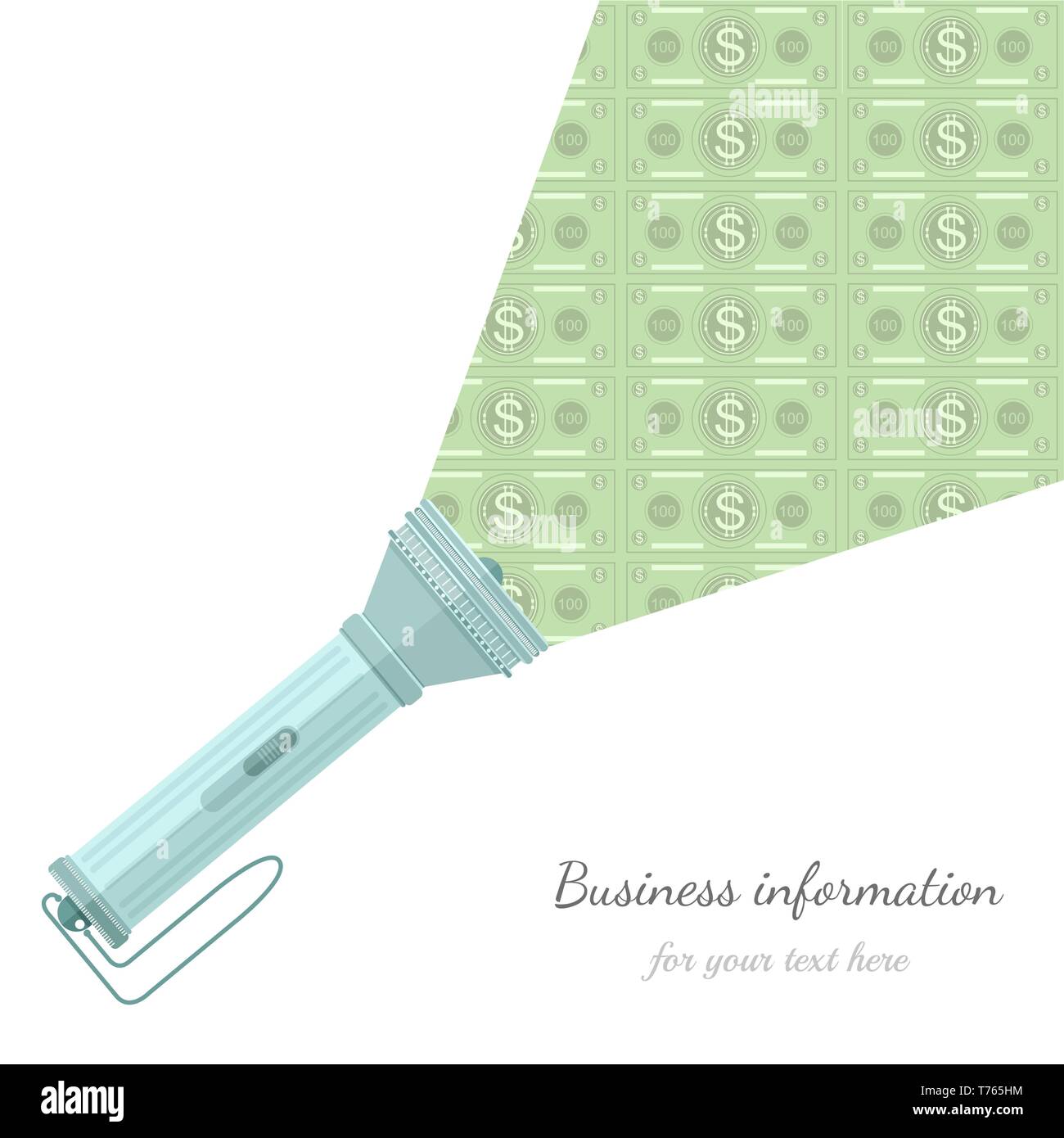 flat background with flashlight and beam flashed money Stock Vector ...