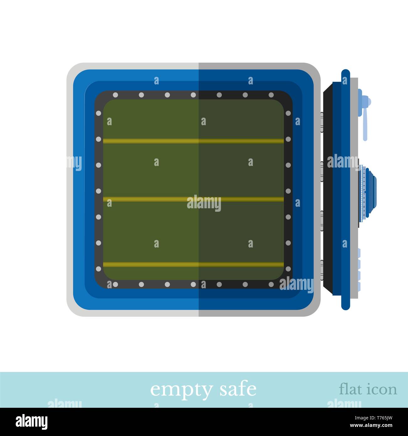 flat business icon open empty safe with oval long shadow and folded ...