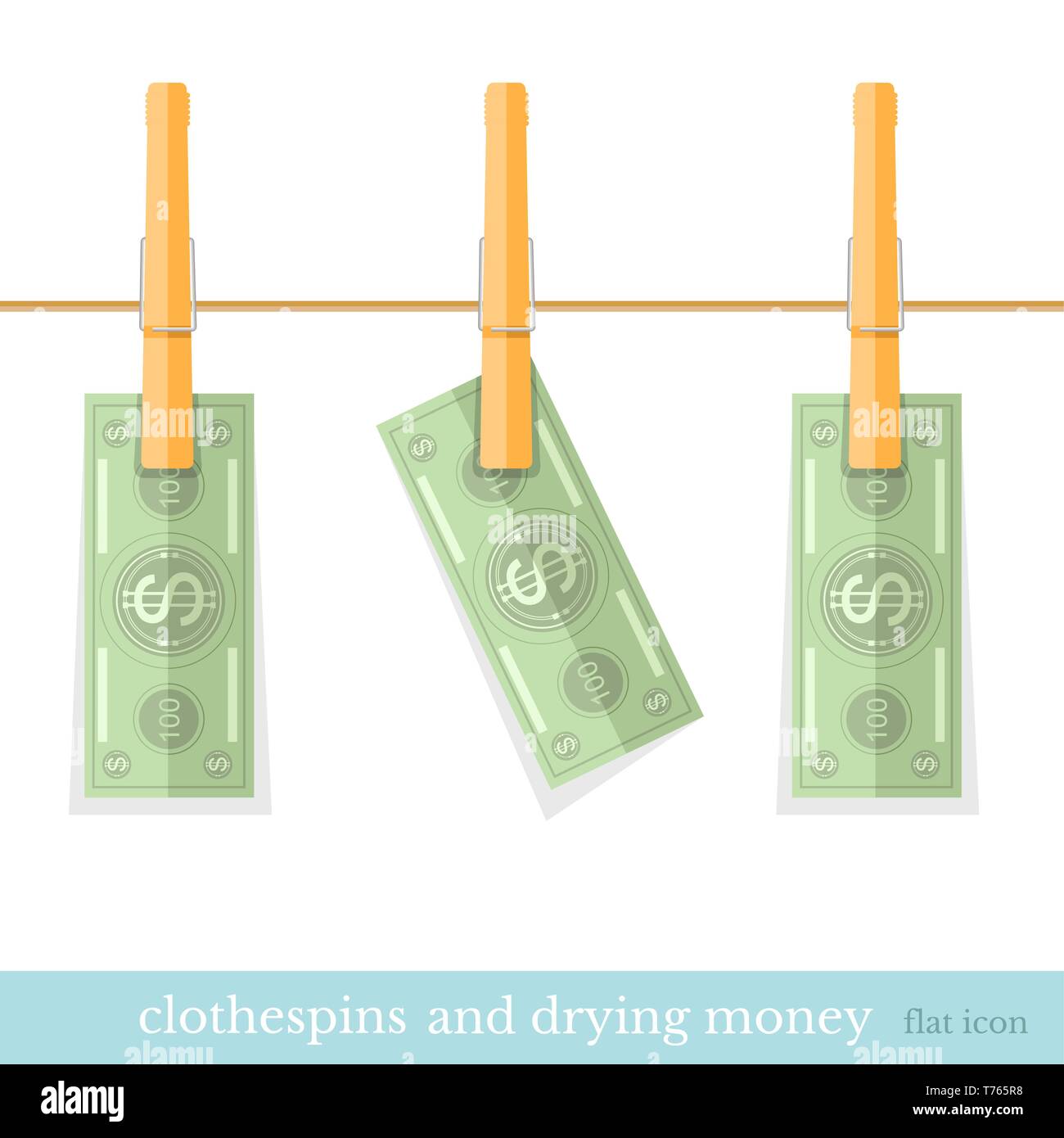 money dry on the rope flat design concepts illustration of finance and ...
