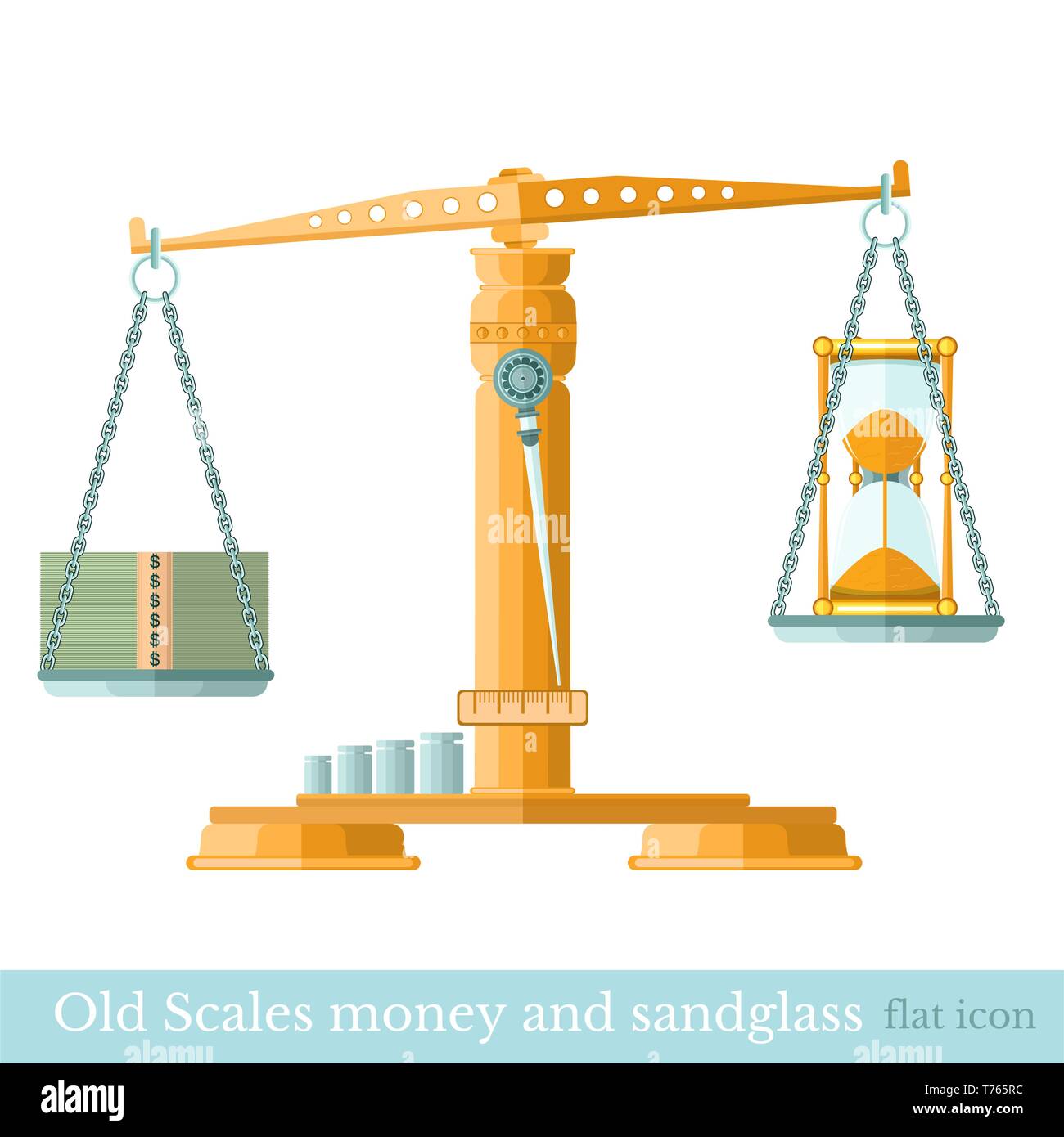 scaleswith money and sandglass on different scalepans Stock Vector ...
