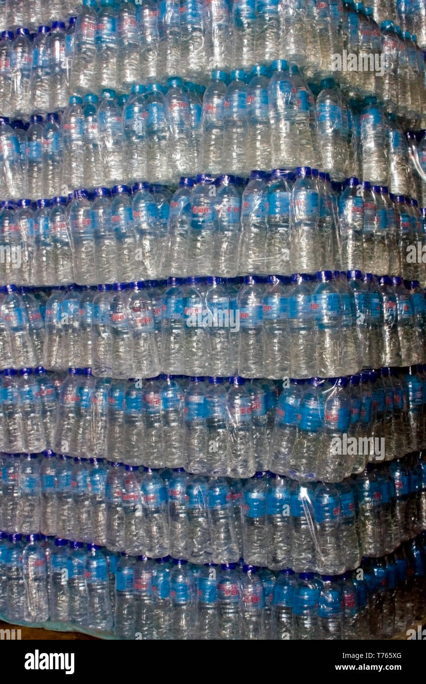 Shrink wrapped potable water bottles await delivery to wholesale ...