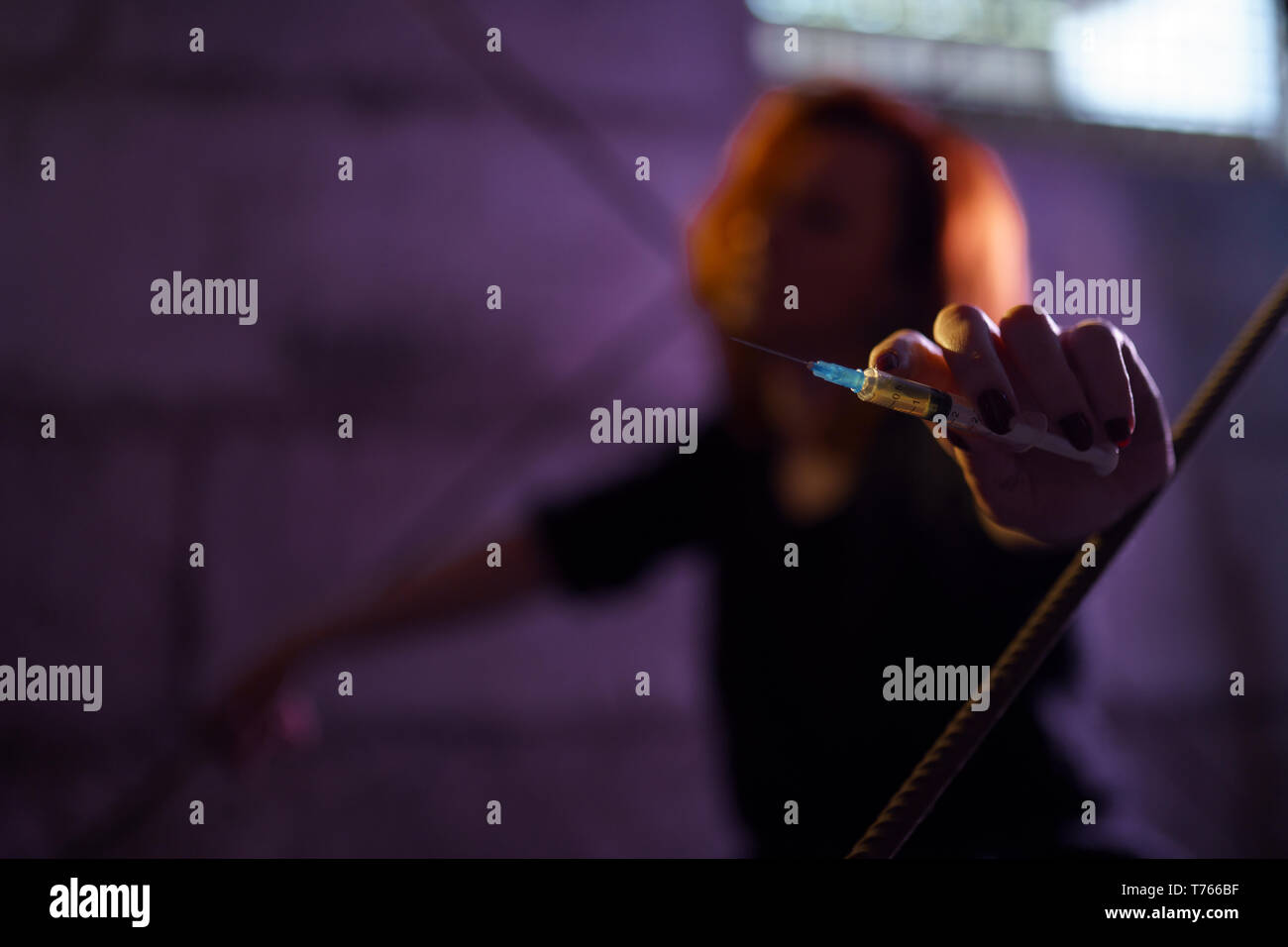Filled Syringe and Pills on a table - Underground nightclub party ...