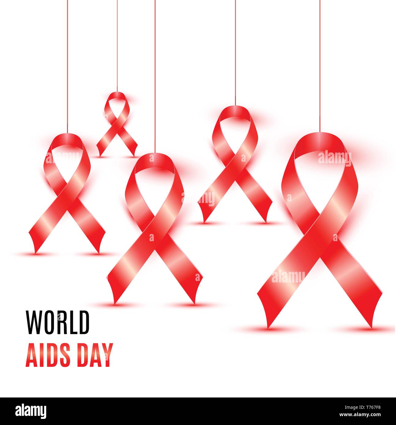 world aids day with symbol red ribbons Stock Vector Image & Art - Alamy
