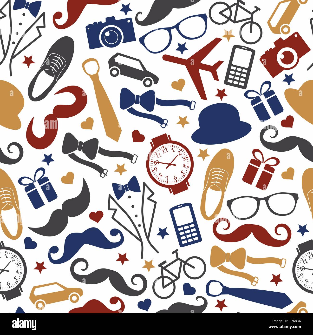 Seamless pattern of fathers day. Color vector illustration Stock Vector ...