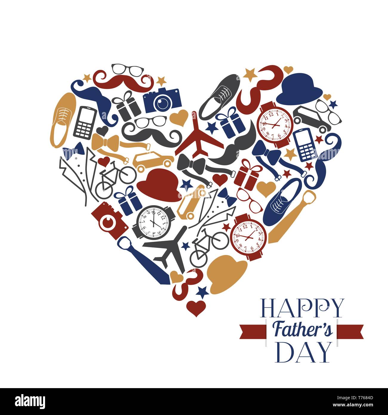 Happy fathers day illustration with symbol of dad Stock Vector Image ...