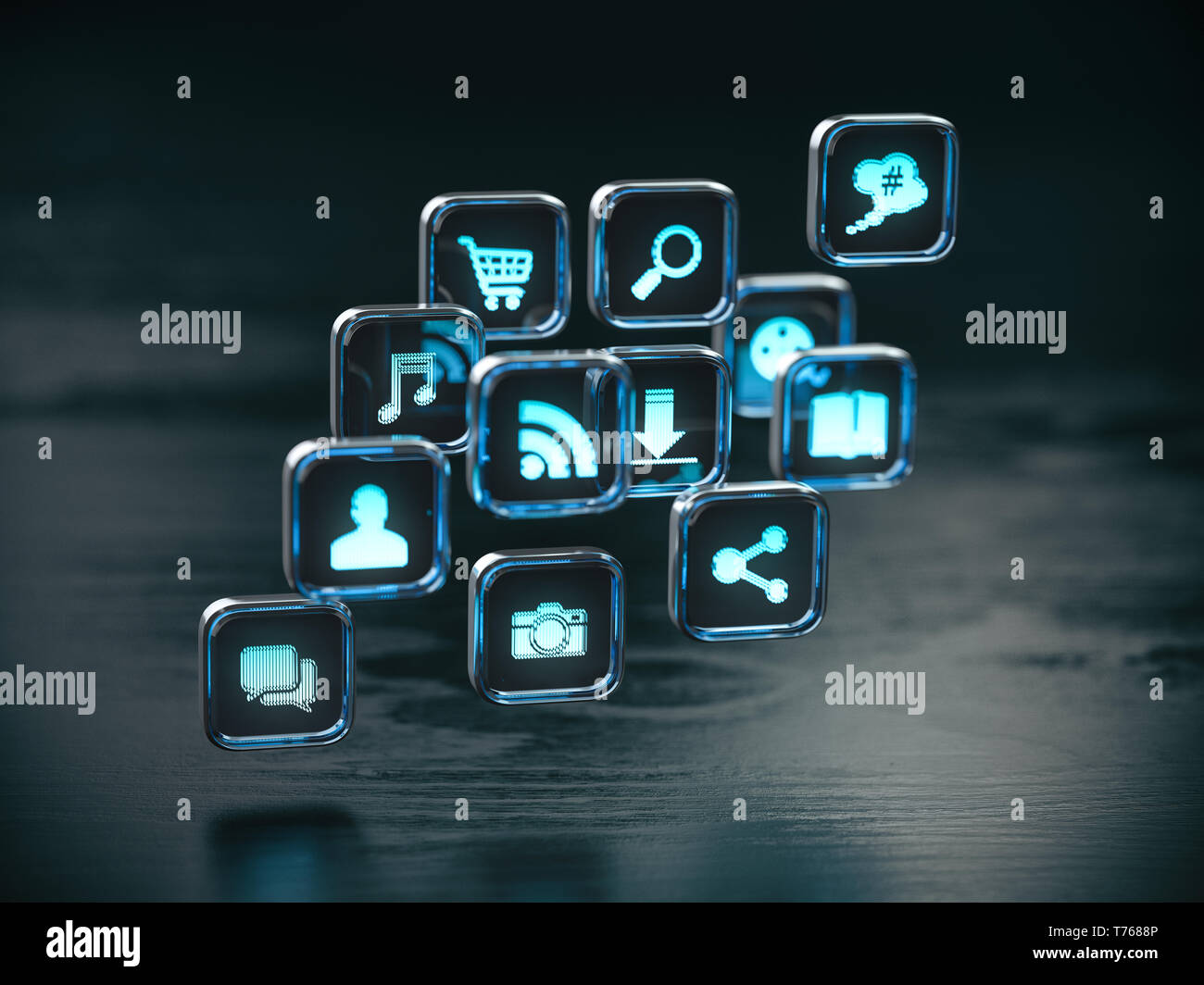 Software and apps icon cloud concept background. 3d illustration Stock ...