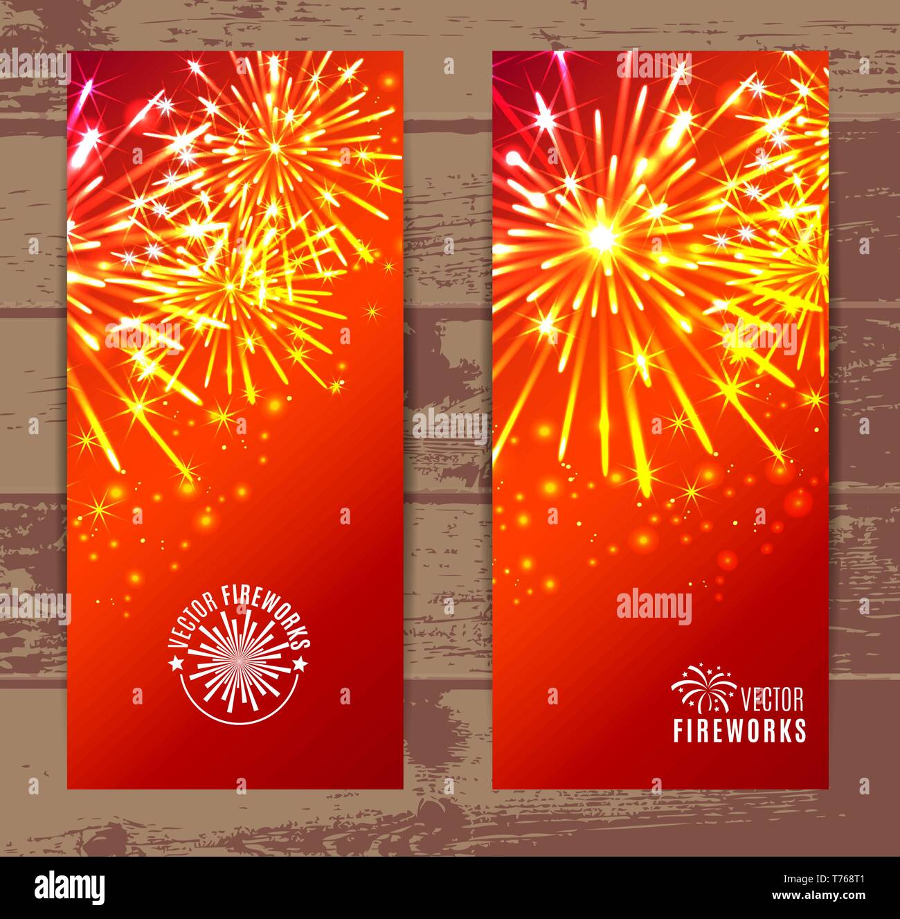 Vector Illustration of Fireworks. Banners set Stock Vector Image & Art ...