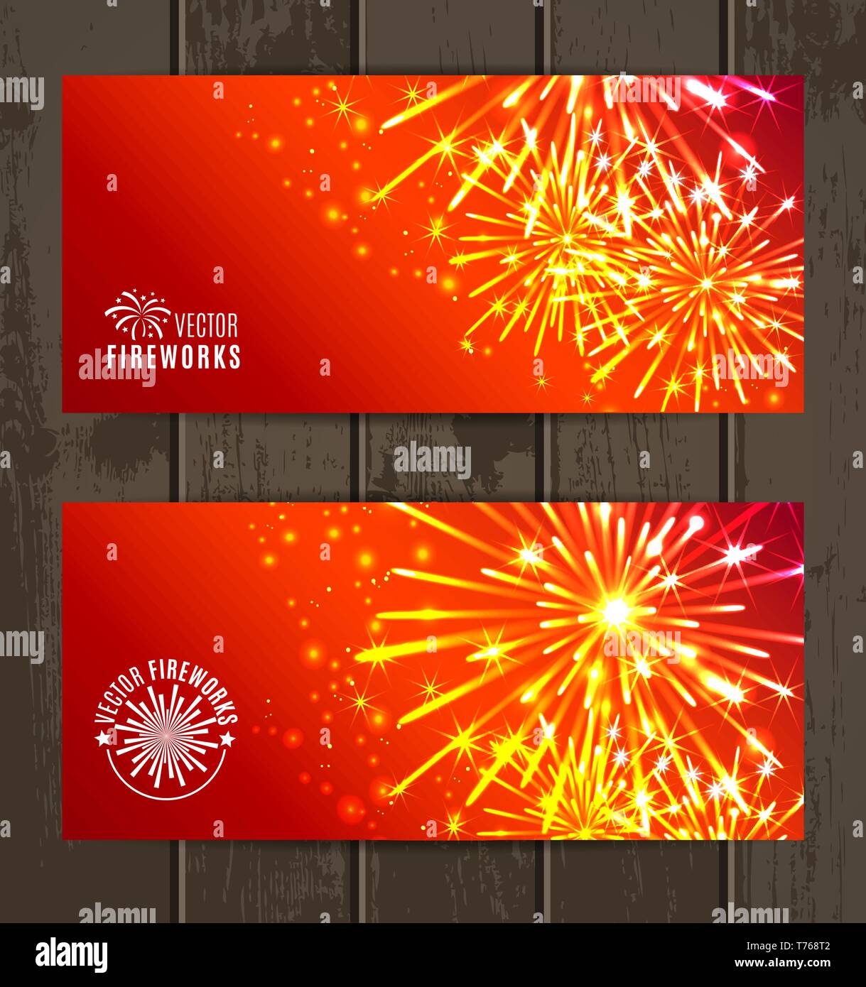 Vector Illustration of Fireworks. Banners set Stock Vector Image & Art ...