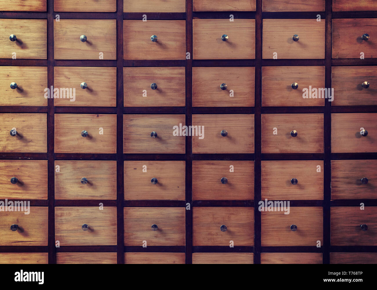 Old-fashioned Library Card Catalog. File cabinet storage case Stock ...