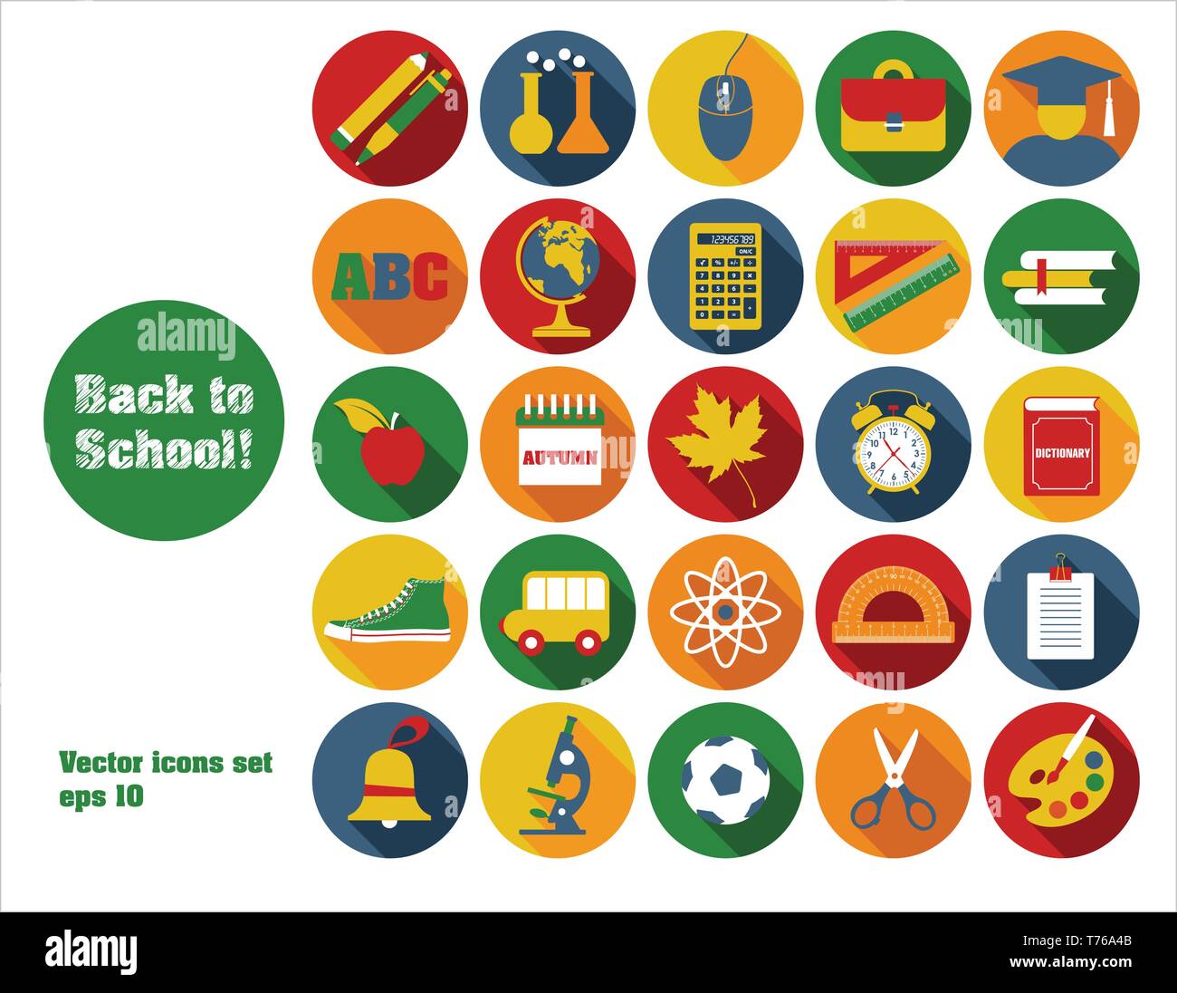 Back to school vector illustration. Set icons Stock Vector Image & Art ...