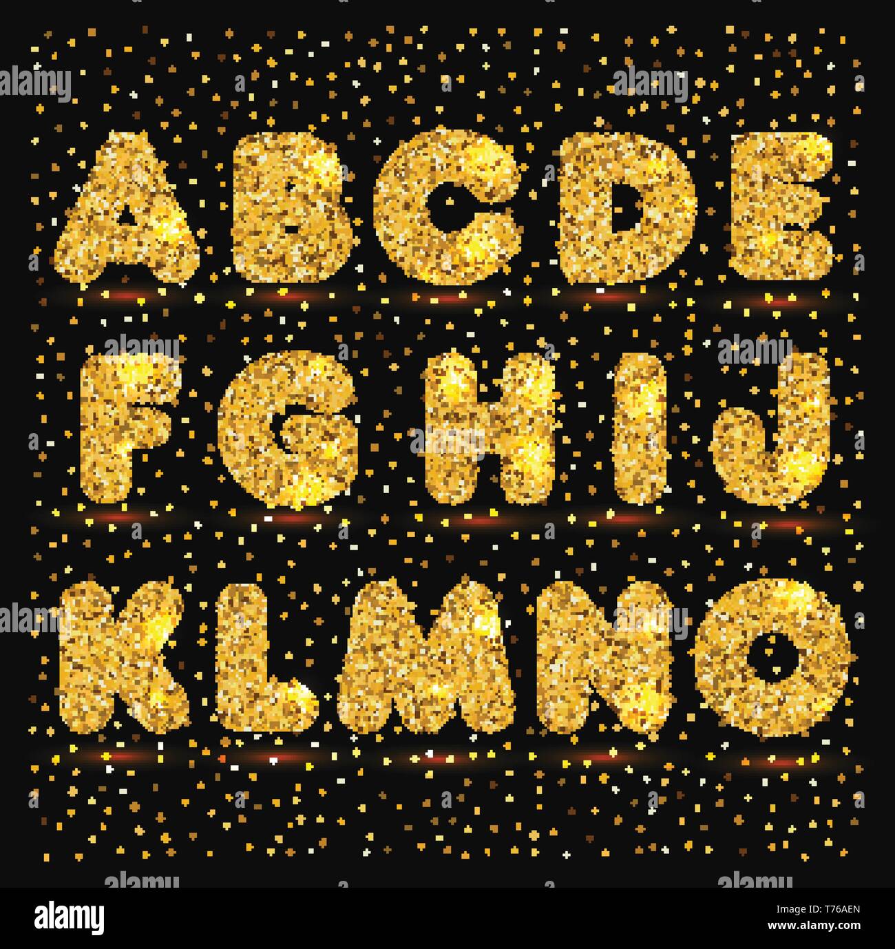Gold alphabet in metallic style . Glitter vector illustration Stock ...