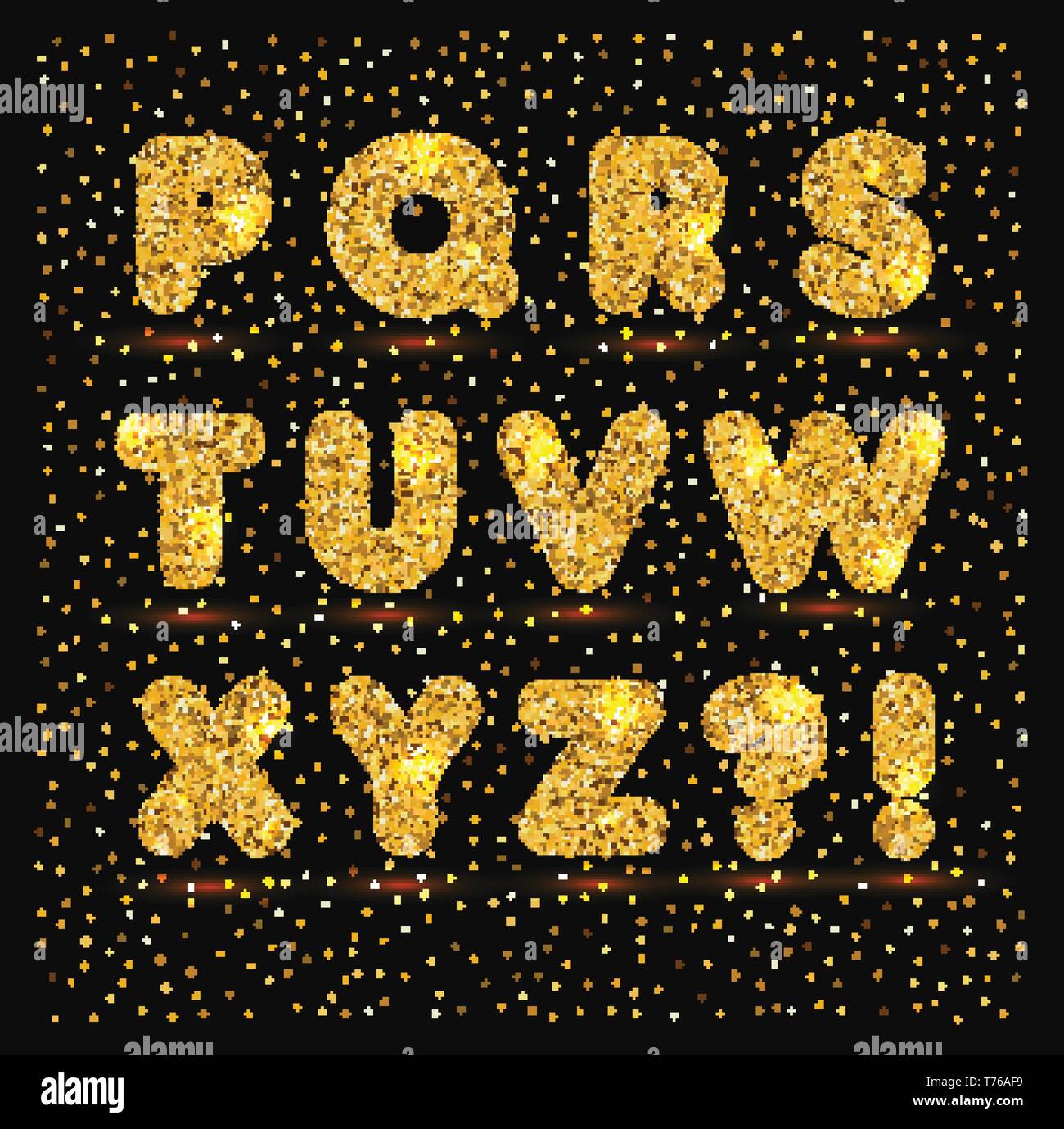 Gold alphabet in metallic style . Glitter vector illustration Stock ...