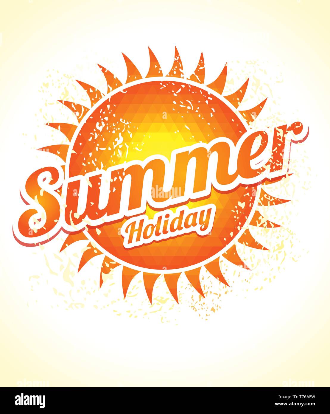 The sun from triangles with a stylish inscription summer holiday Stock ...