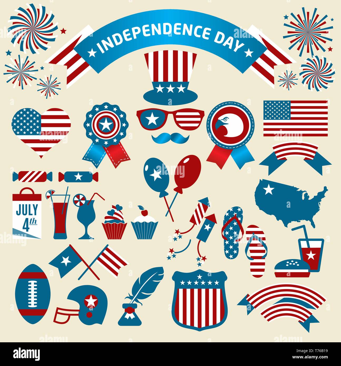 Stock Vector Illustration: Set of color independence day. Vector icons ...