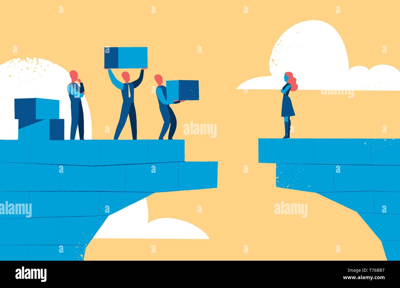 People are building a bridge to connect two sides Stock Vector Image ...