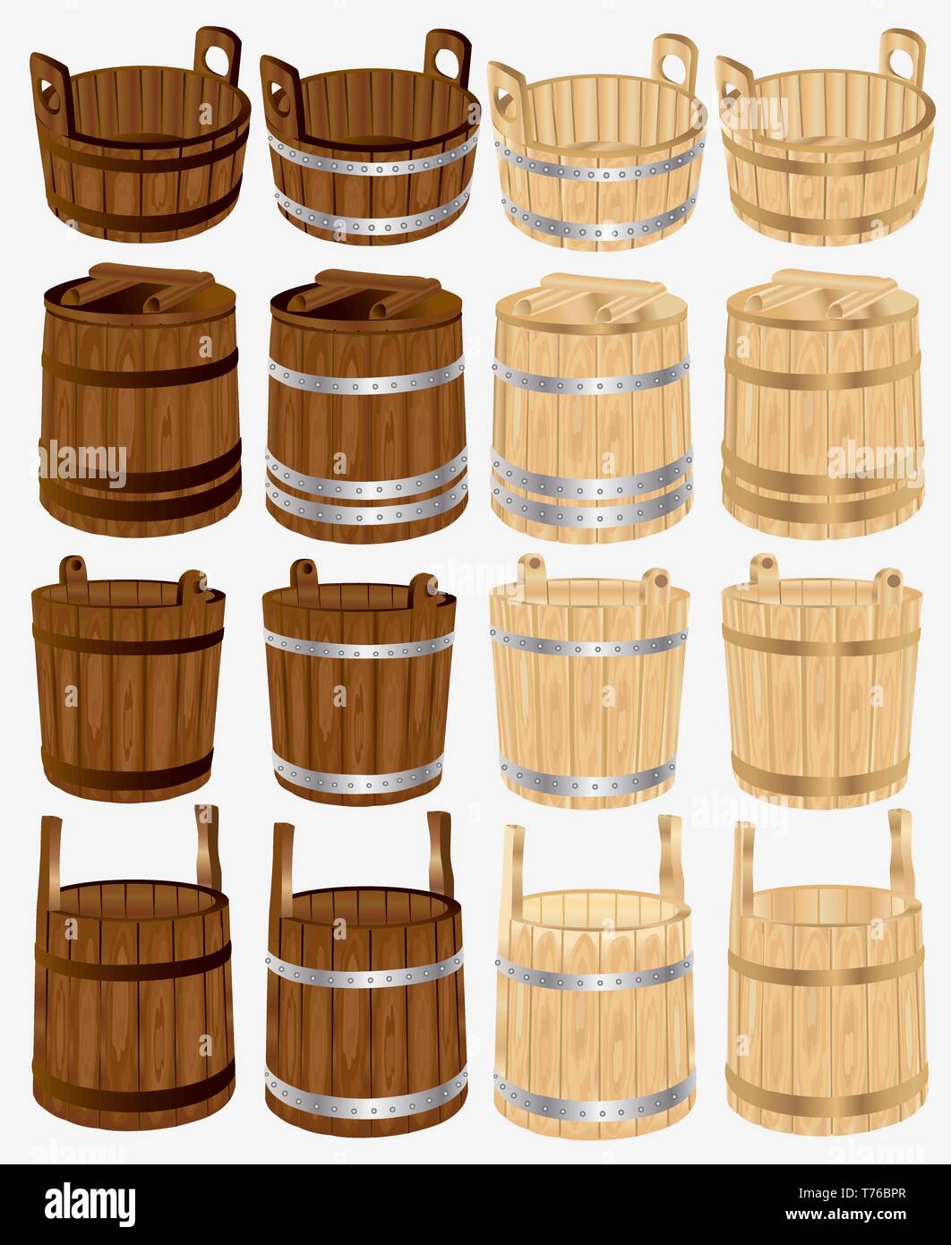 barrel bucket pail tub wood Stock Vector Image & Art - Alamy