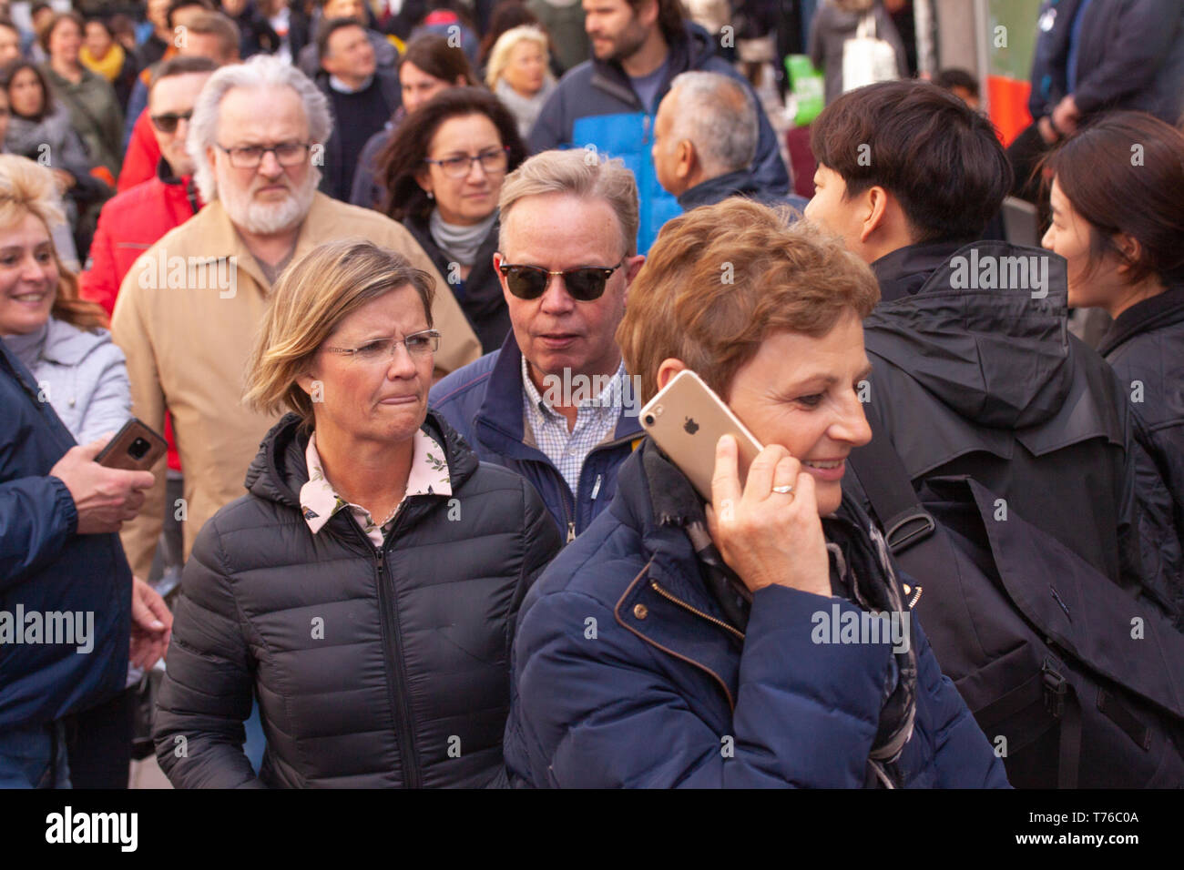 Crowd of people walking on the street. Copenhagen, Denmark - May 4 ...