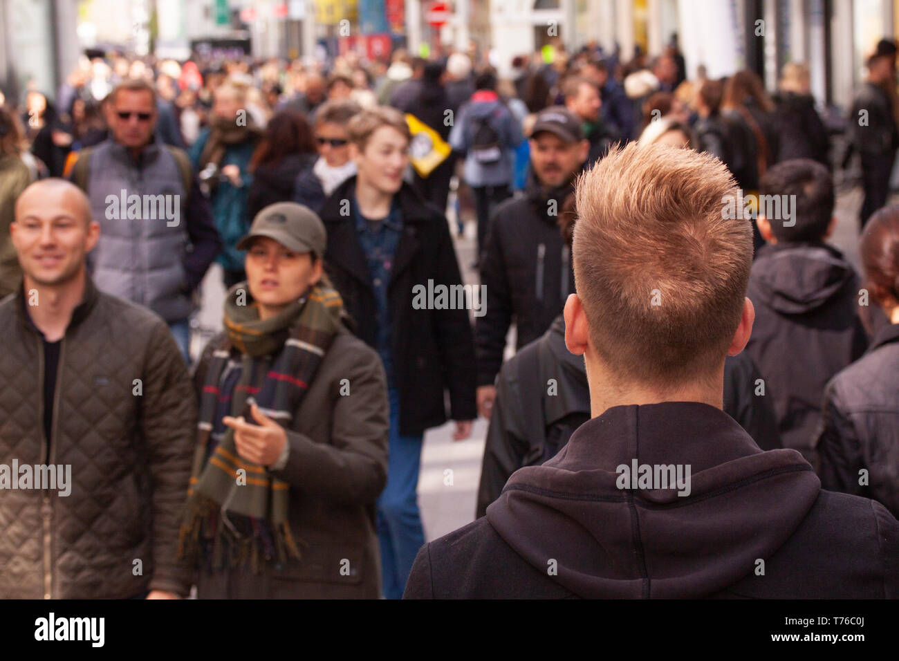 Pedestrians crossing road copenhagen denmark hi-res stock photography ...