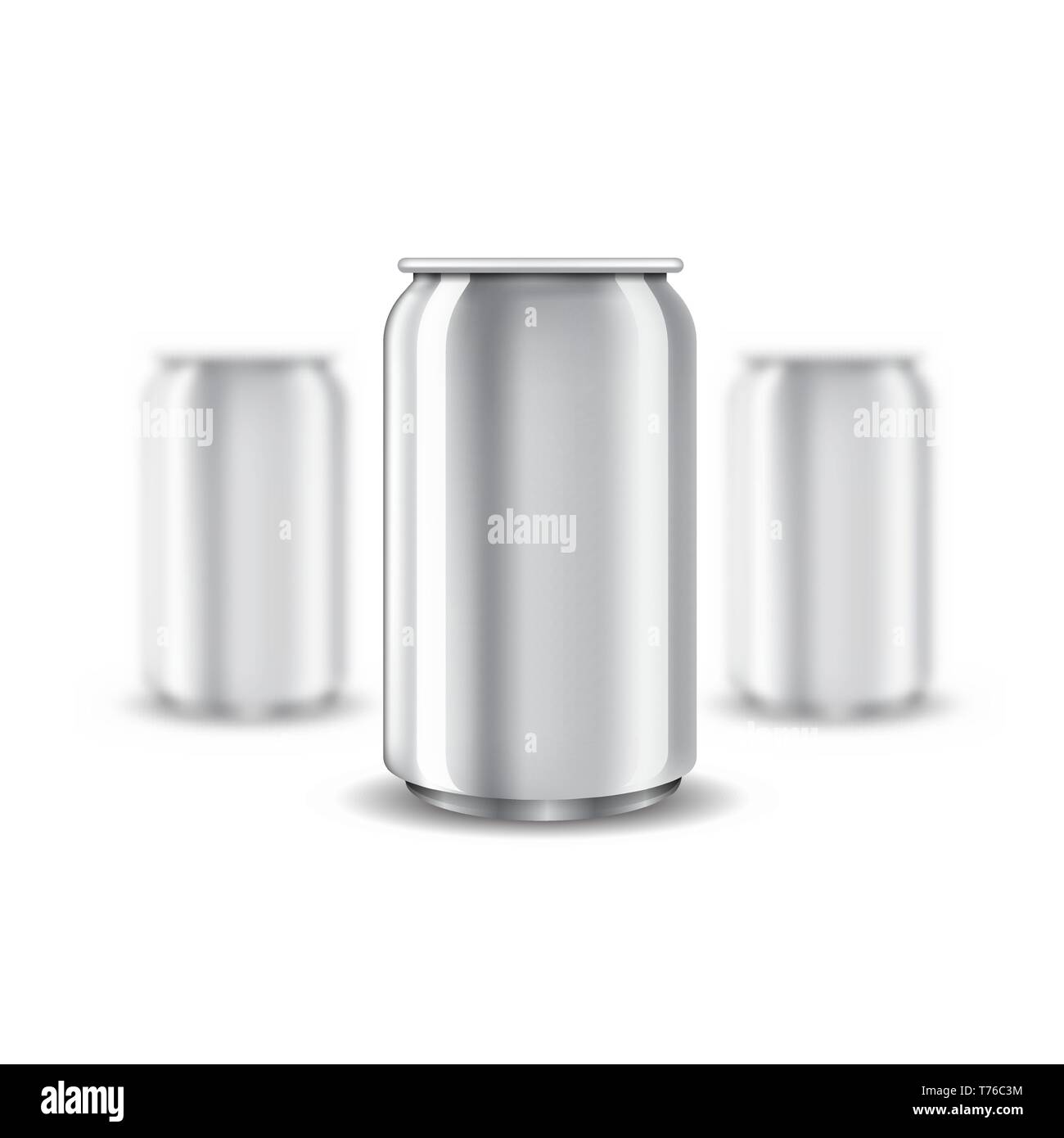 Three realistic mock up realistic aluminium can on white background ...