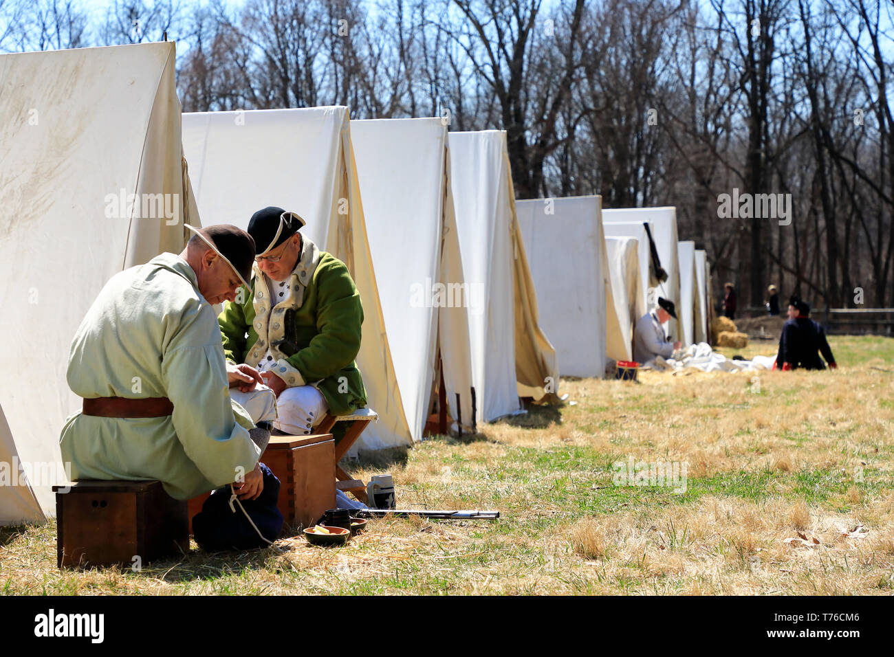 Reenactors of Continental Army Encamping in Jockey Hollow Historical ...