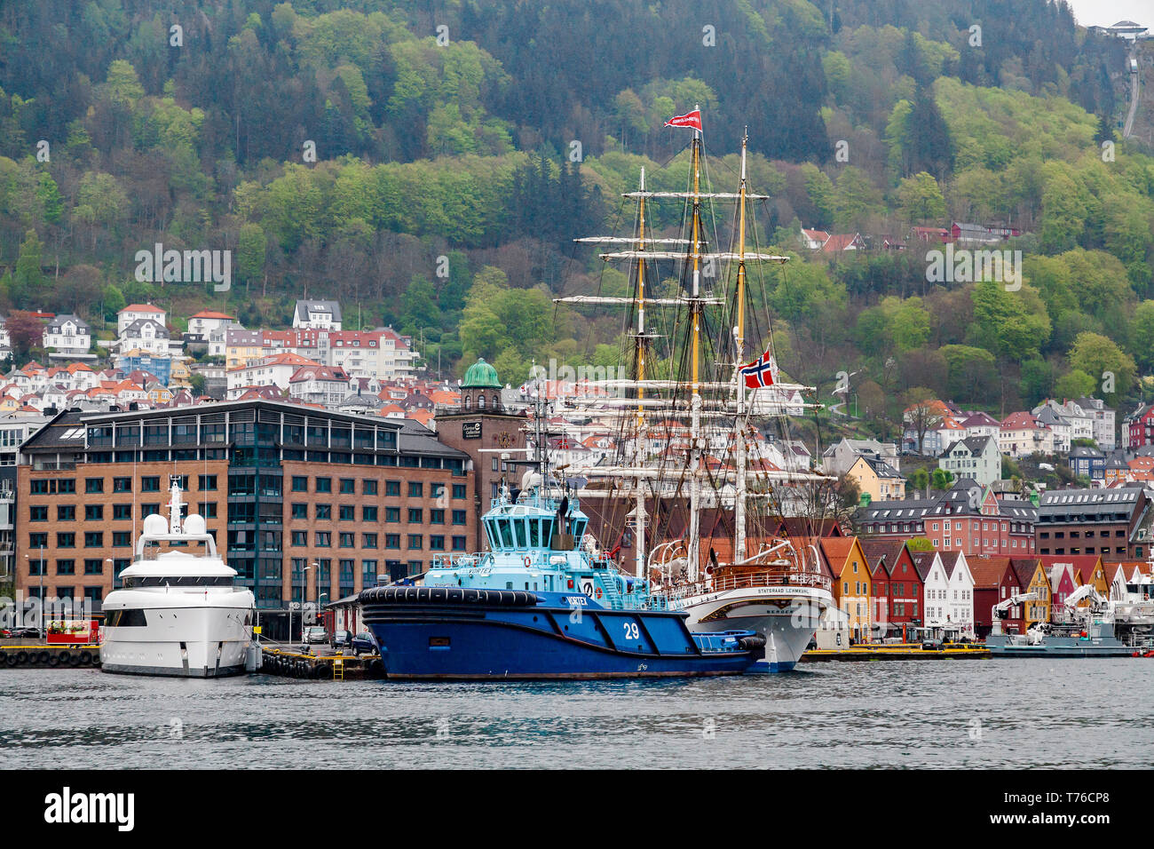 Tug boat Vortex at Bradbenken terminal in the port of Bergen, Norway ...