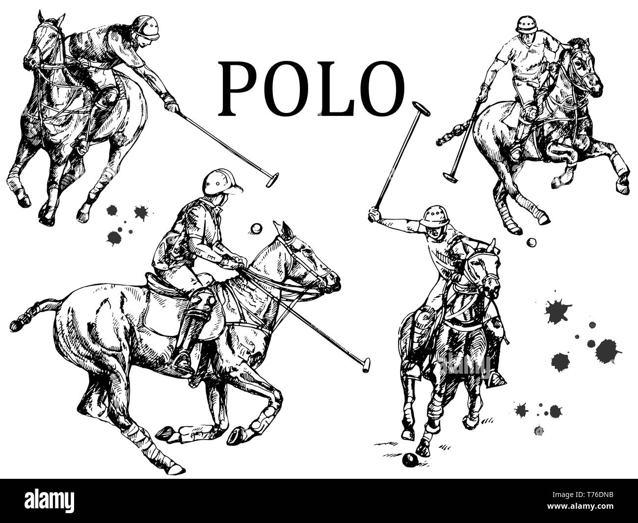 Silhouette polo player Black and White Stock Photos & Images - Alamy