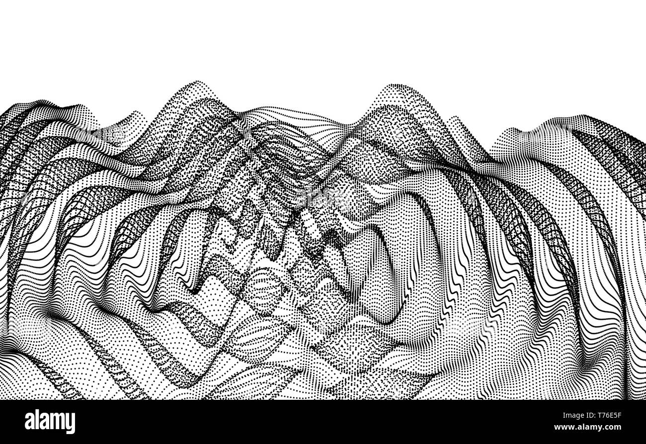 3D wavy background with ripple effect. Vector illustration with ...