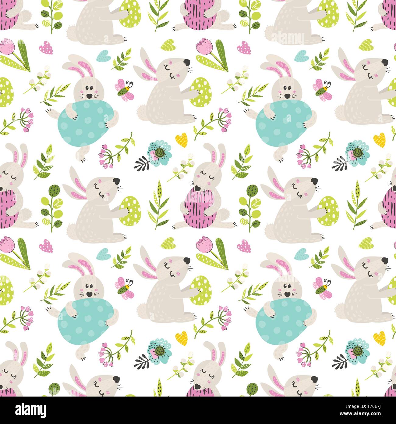Seamless pattern with Easter bunny. Vector illustration for your design ...