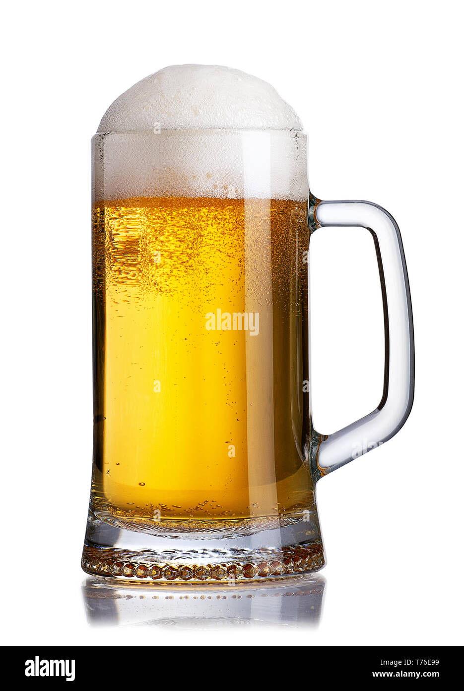 beer in mug with foam and bubbles isolated on white background Stock ...