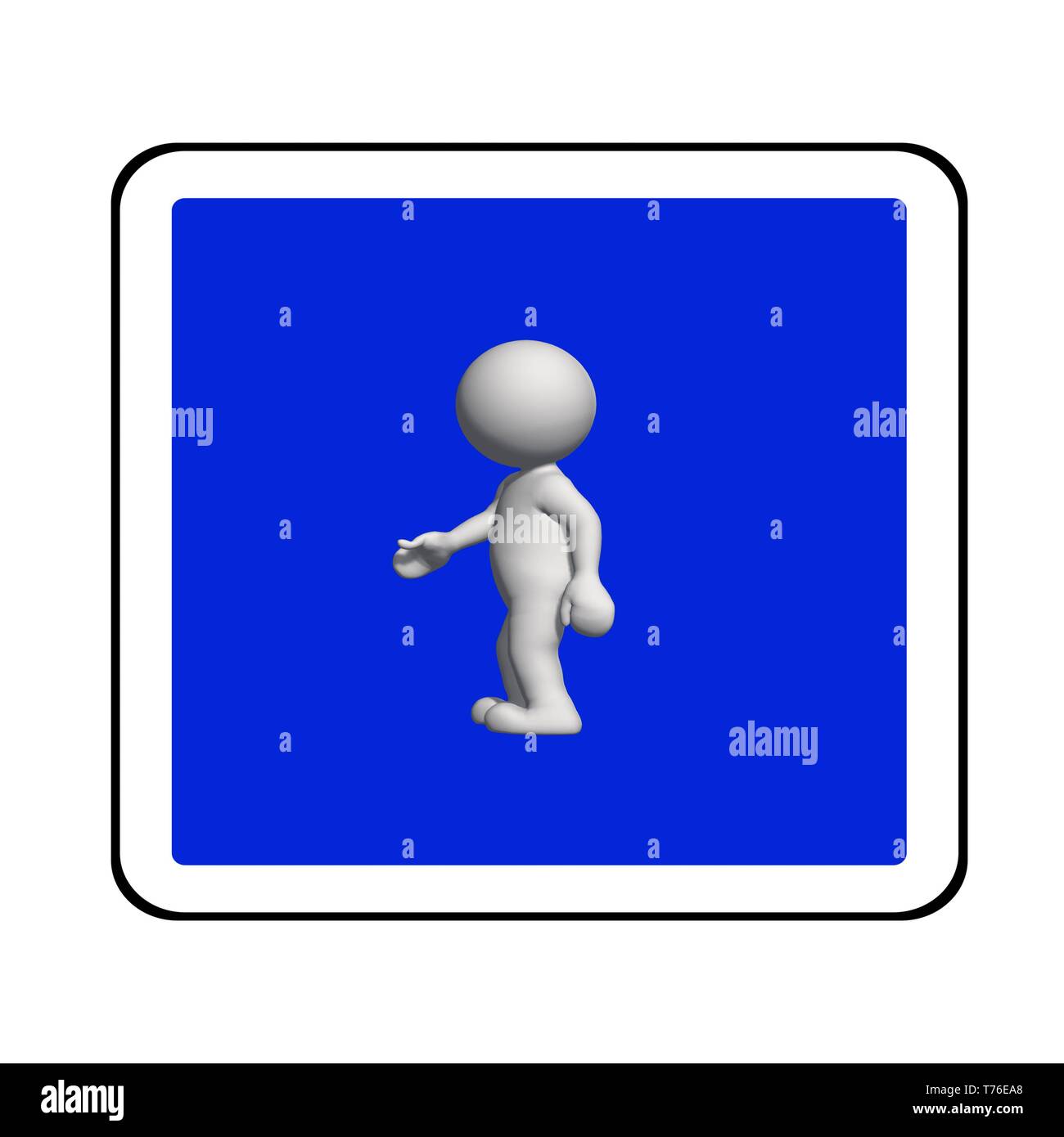 road sign - white 3D man on blue sign shaking hand - 3D rendering Stock ...