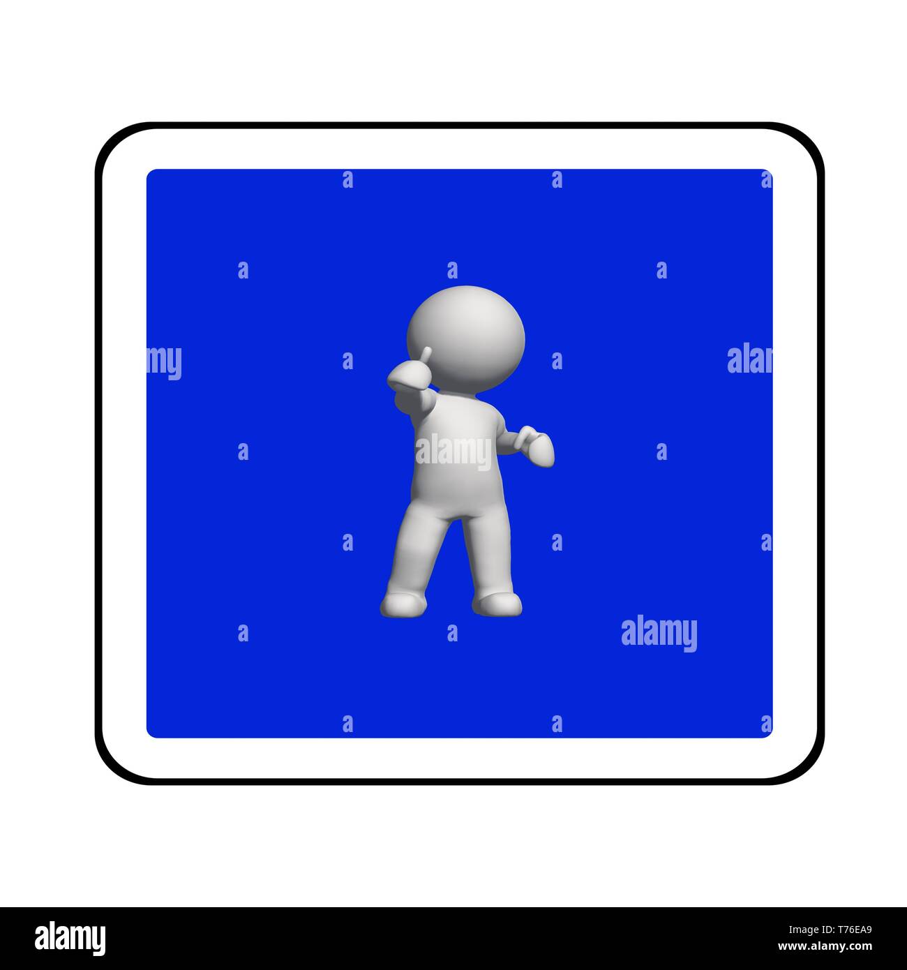 road sign - white 3D man on blue sign shows good - 3D rendering Stock ...