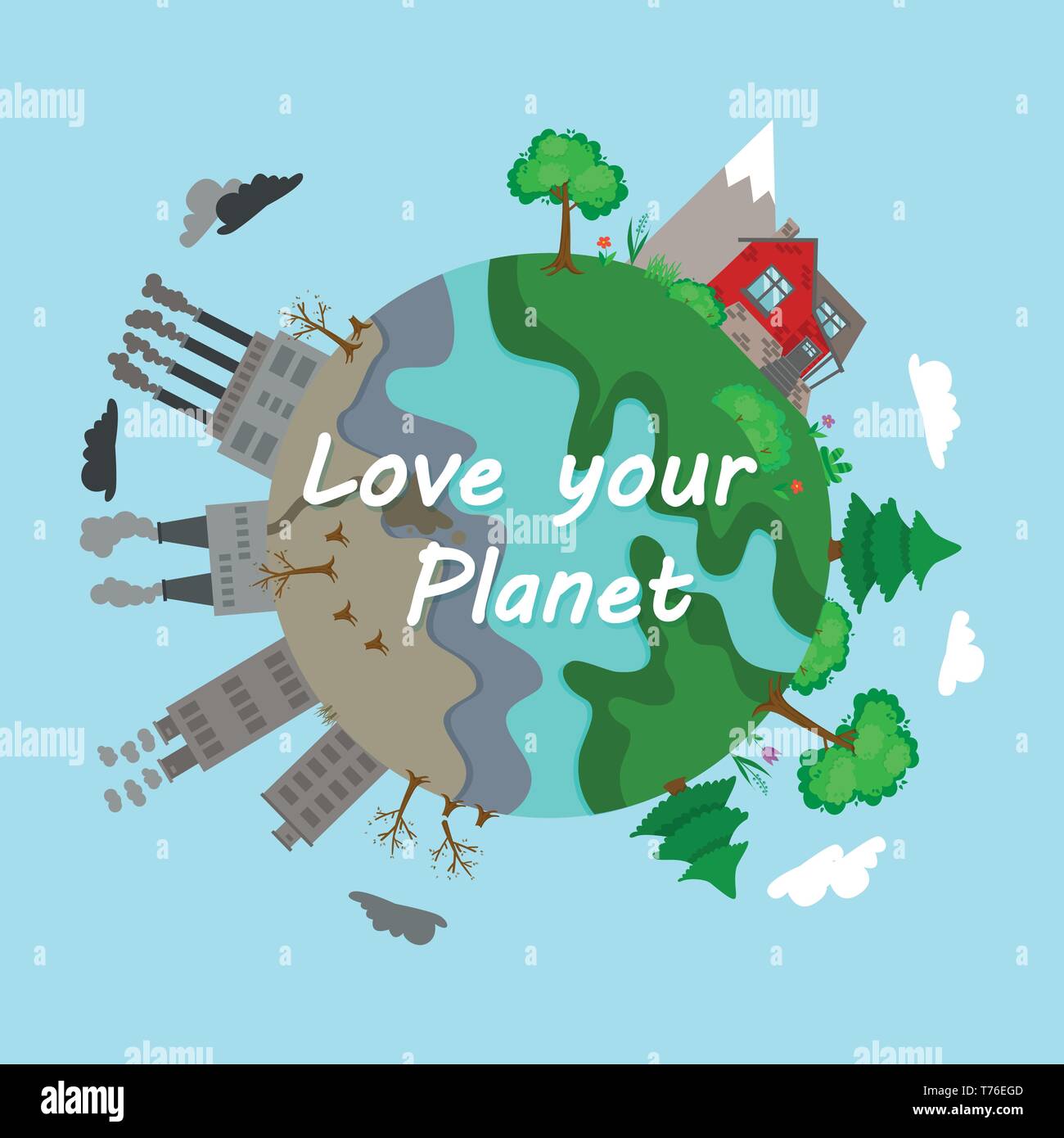 Ecosystem and pollution background. Vector illustration for your design ...