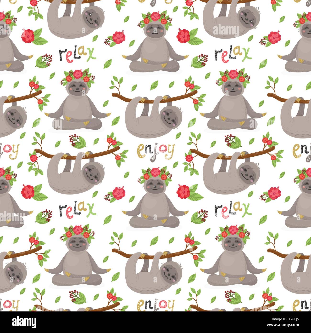 Sloth texture Stock Vector Images - Alamy