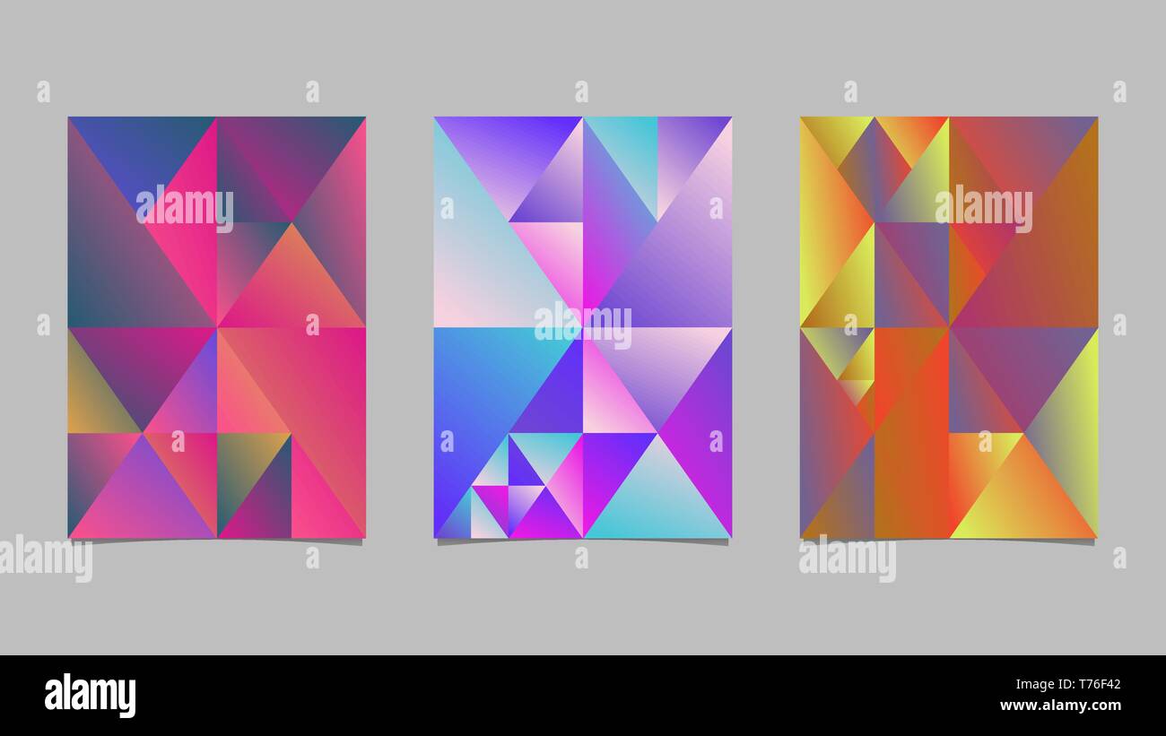 Abstract Gradient Triangle Mosaic Page Background Template Set Stock