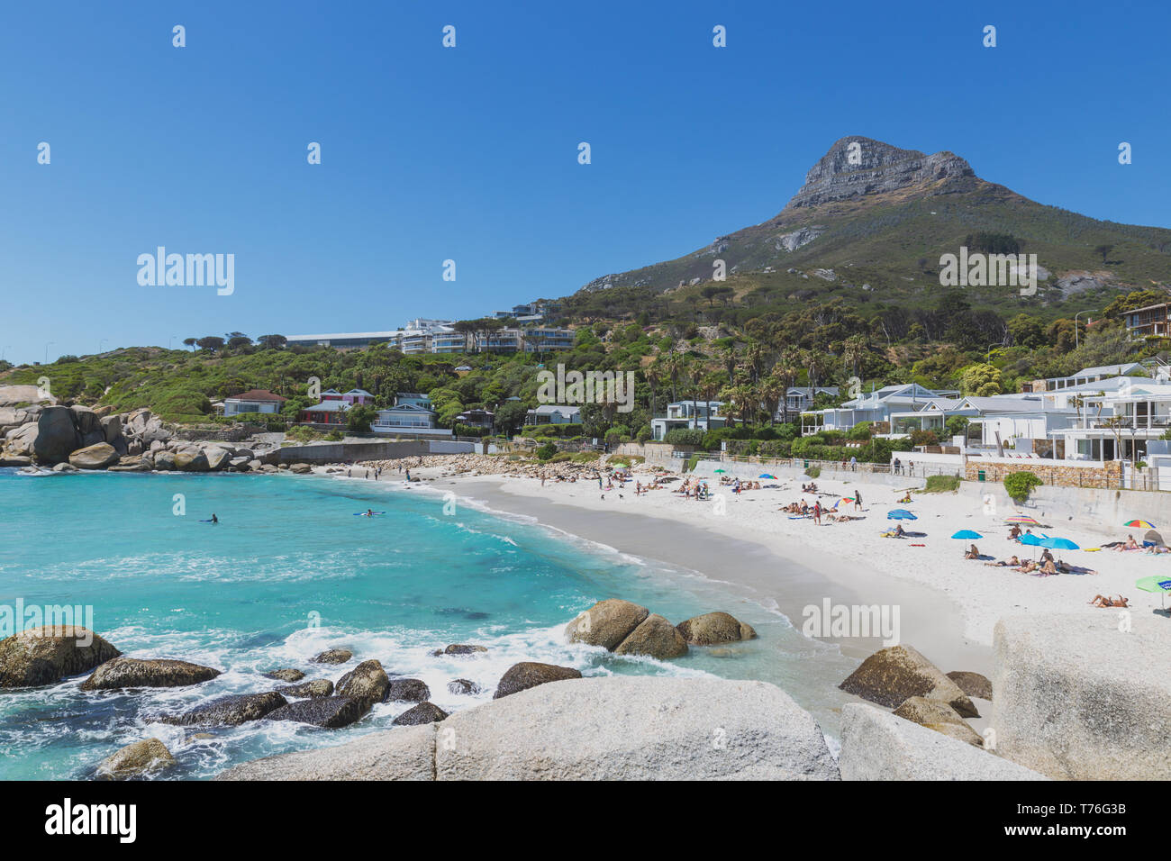 Camps bay beautiful beach with turquoise water and mountains in Cape ...