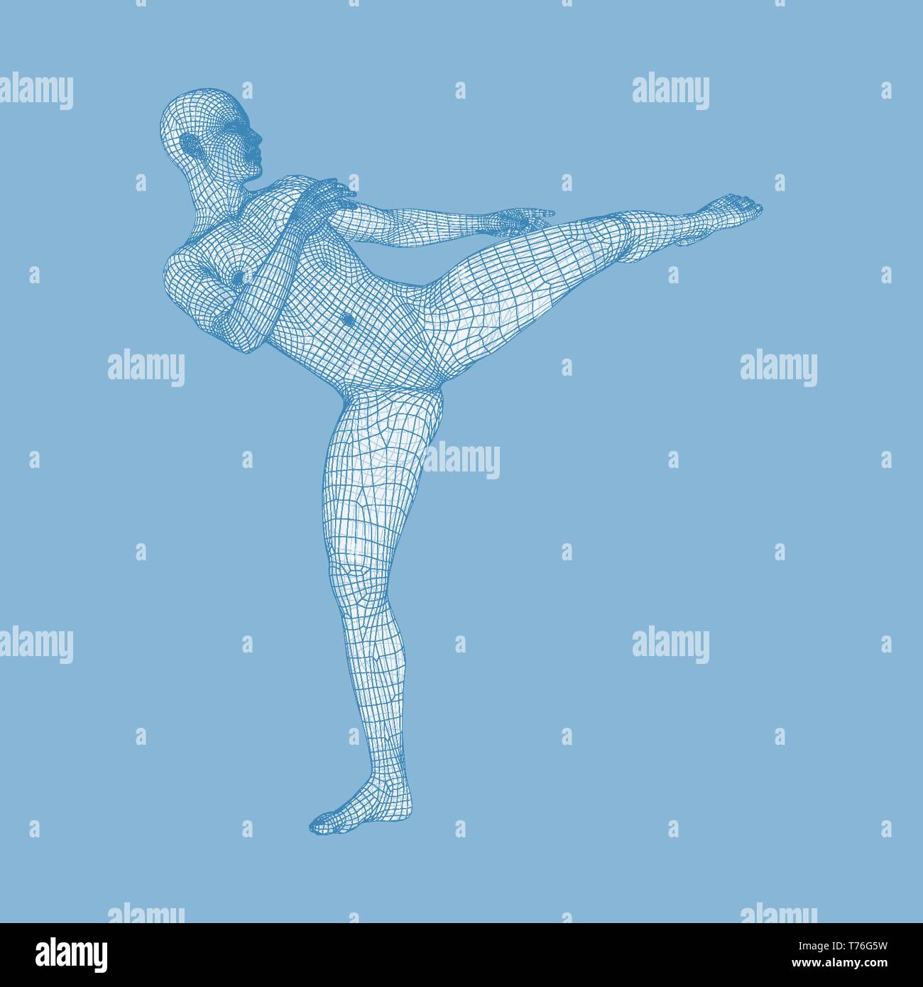 Kickbox Fighter Preparing to Execute a High Kick. Fitness, Sport ...