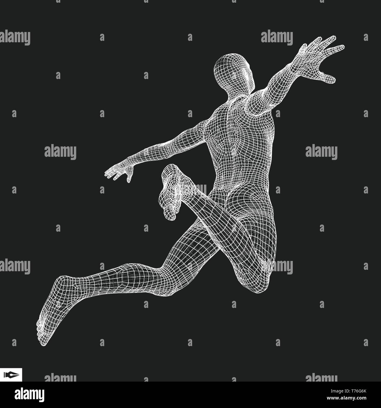 Jump Man. Polygonal Design. 3D Model of Man. Geometric Design. Business ...