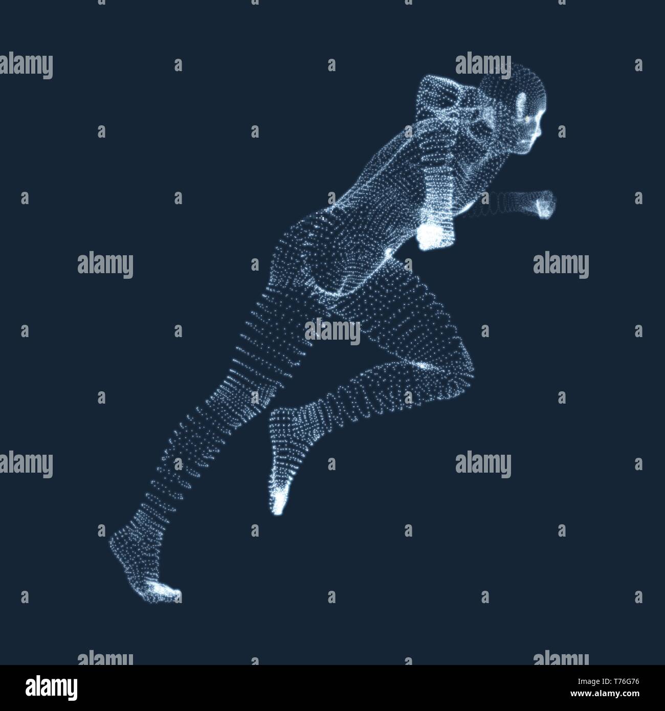Running Man. Vector Graphics Composed of Particles. 3D Model of Man ...