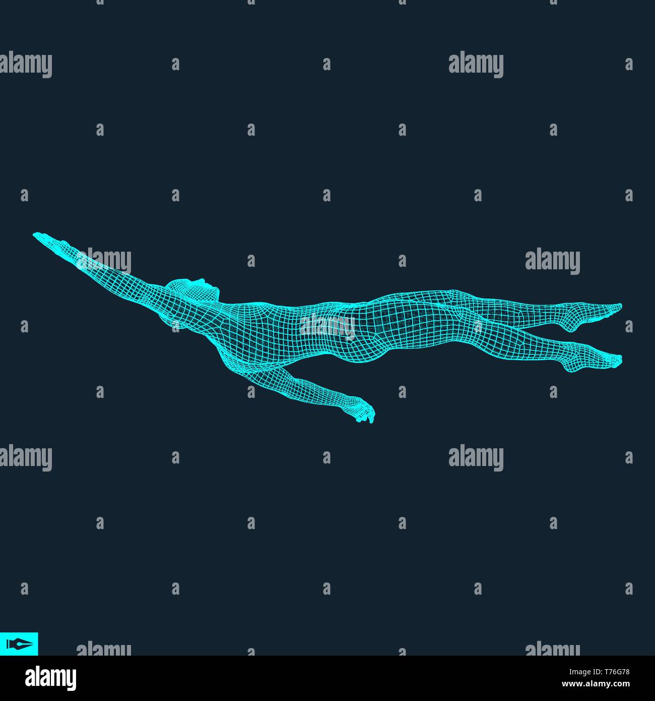 3D Swimming Man. Vector Image of a Swimmer. Human Body. Sport Symbol ...