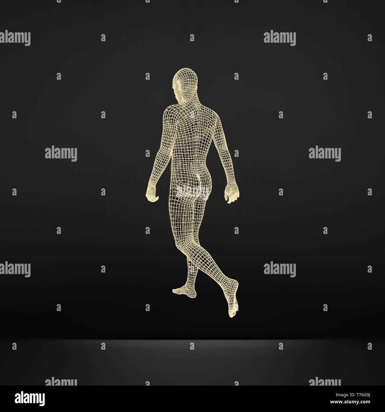 Walking Man. 3D Human Body Model. Geometric Design. Human Body Wire ...