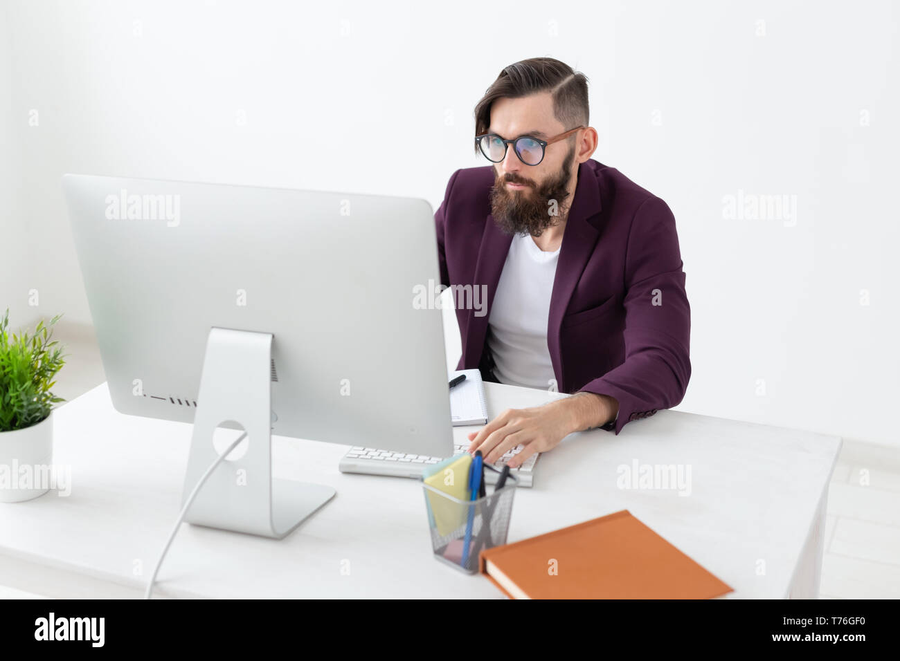 people, design and style concept - graphic designer sketching new ...