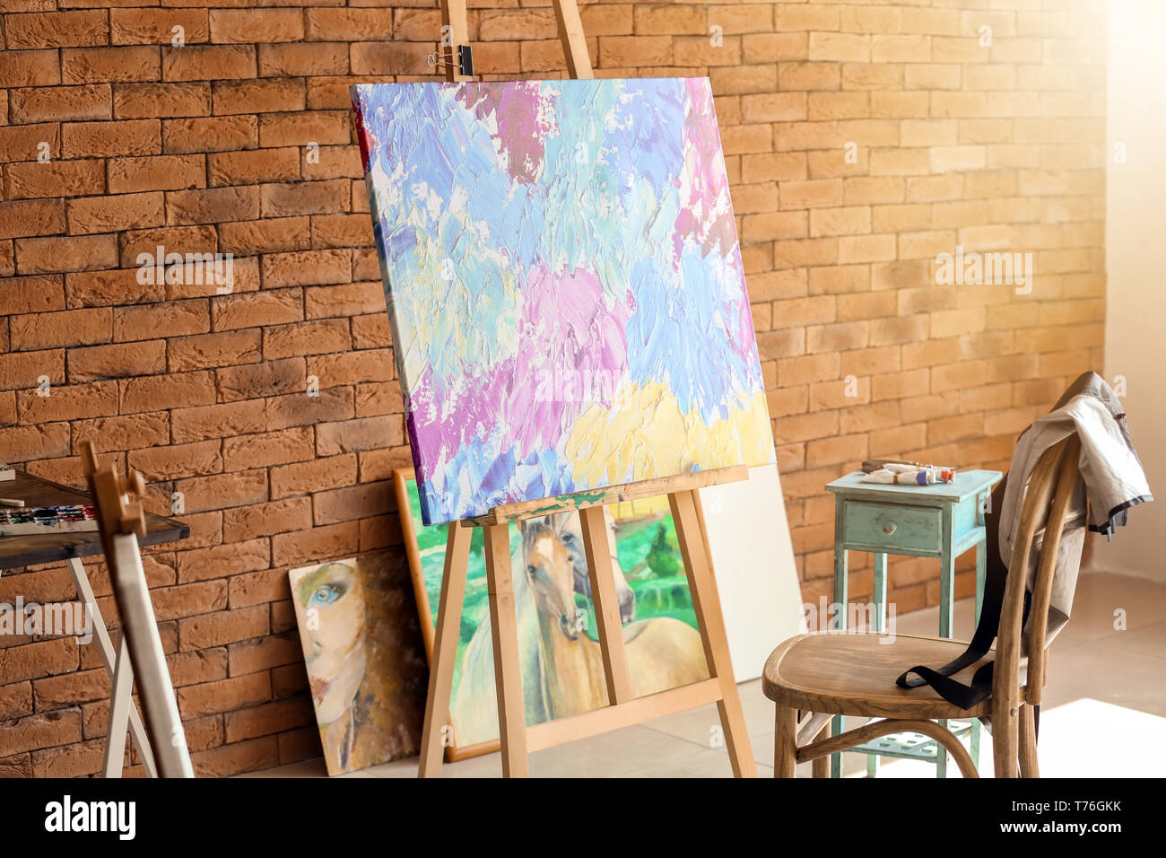 Interior of artist's workshop Stock Photo - Alamy