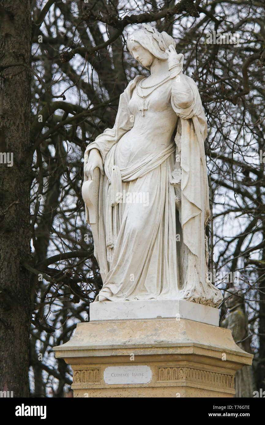 Statue of Clemence Isaure, a legendary French medieval figure in the ...