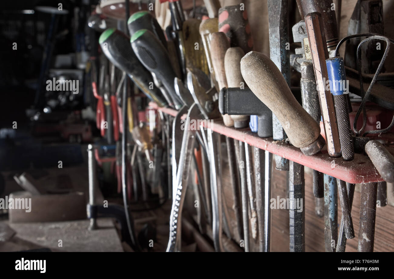 Tools photographed in a workshop Stock Photo - Alamy