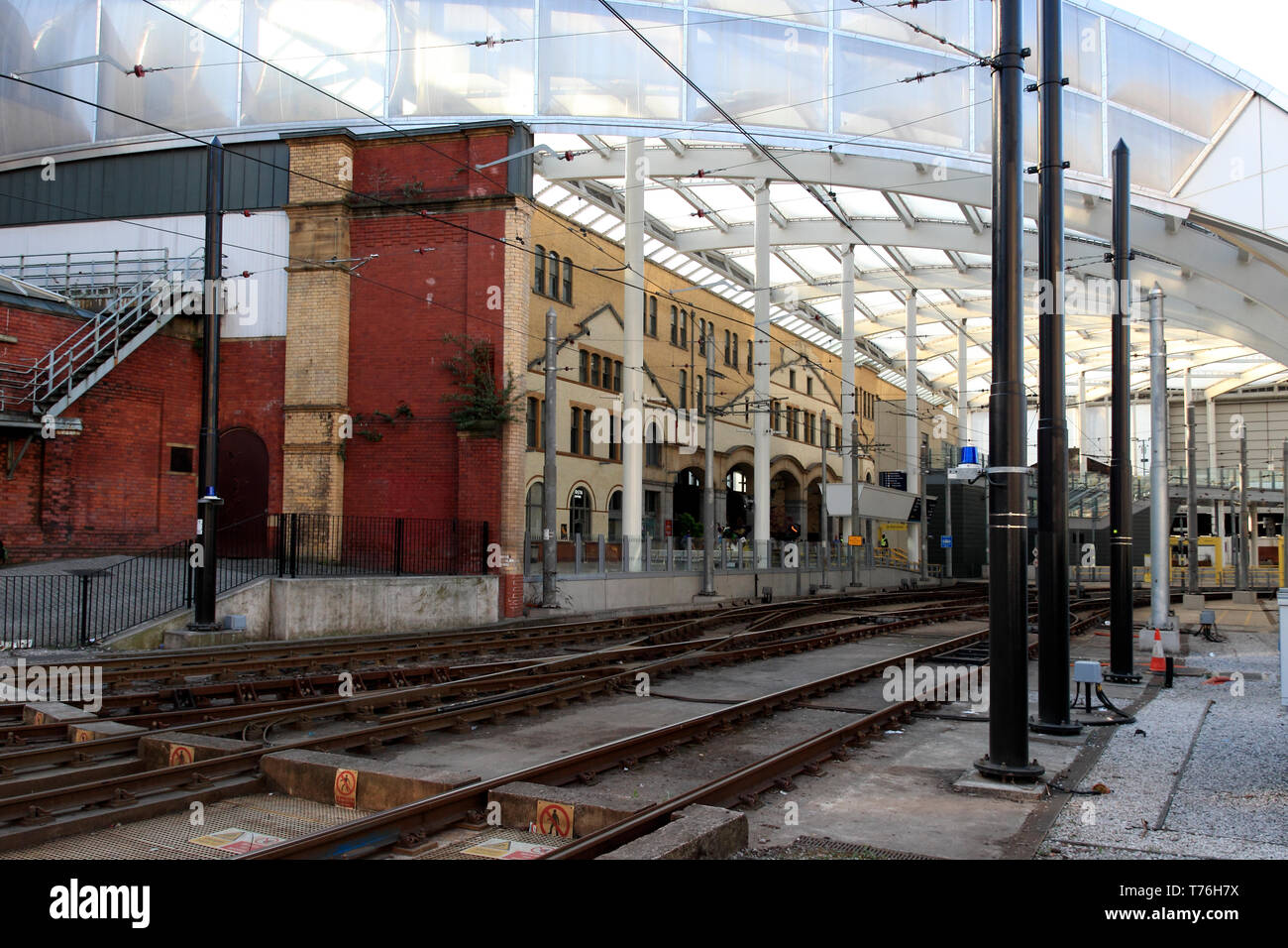 Metro lines running through Victoria Station, Long Millgate, Manchester ...