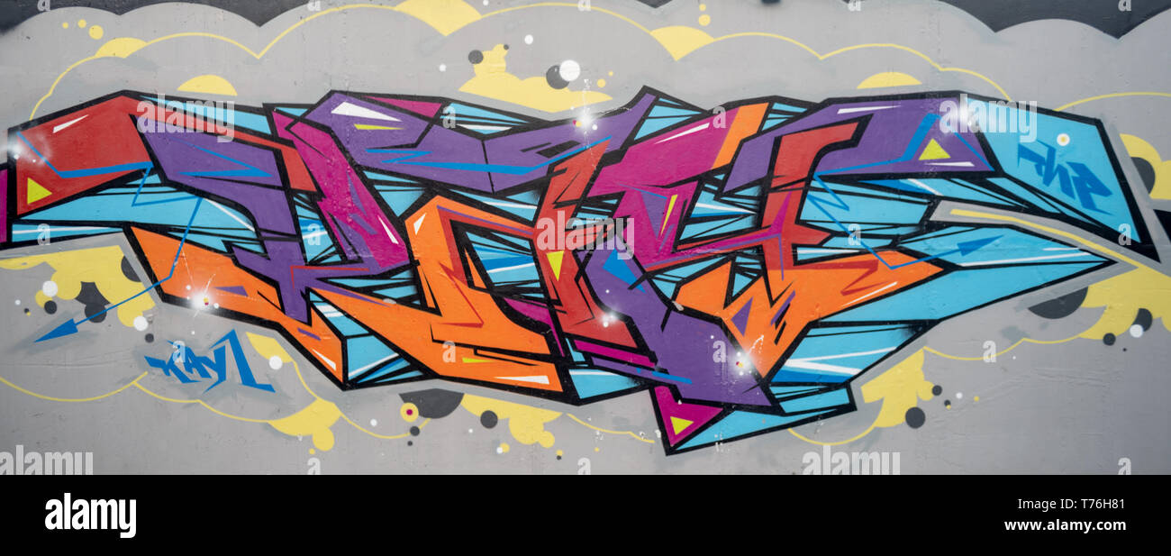 Graffiti painting wall detail city urban mural hi-res stock photography ...