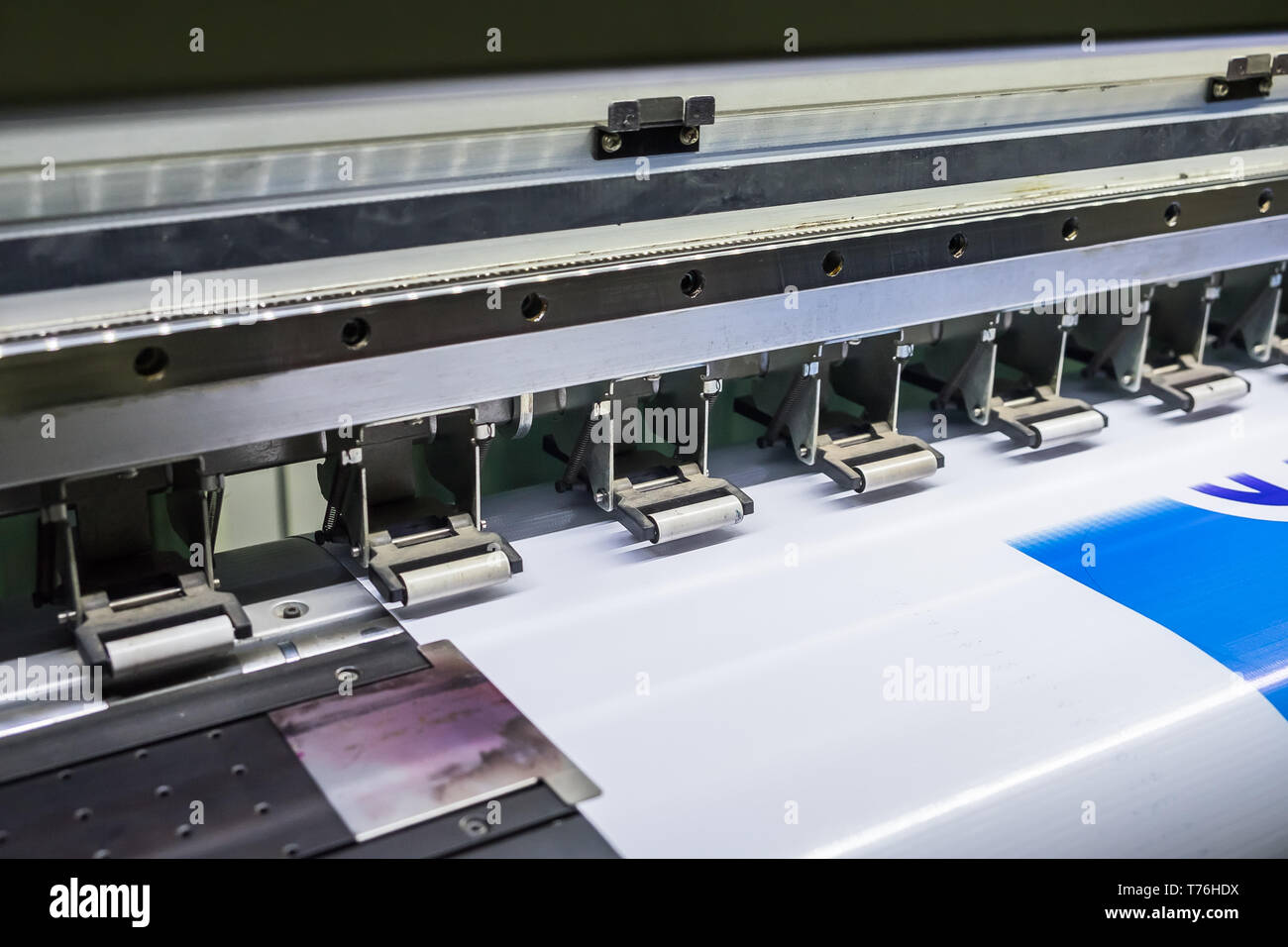 Printer inkjet device machine running motion white vinyl Stock Photo ...