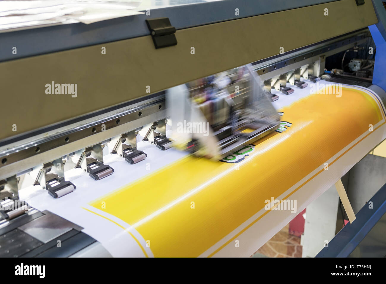 Large printer format inkjet working detail fresh color Stock Photo - Alamy