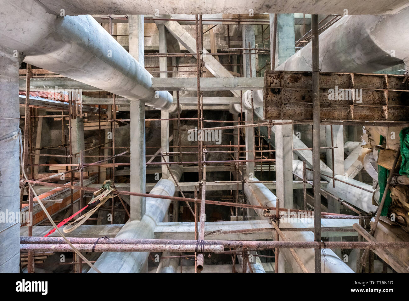 Building structure pole with scaffold steel and equipment Stock Photo ...